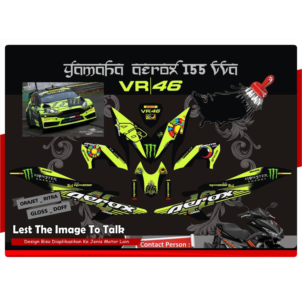 Jual Decal Aerox 155 VVA Full body rossi car New Design | Shopee Indonesia