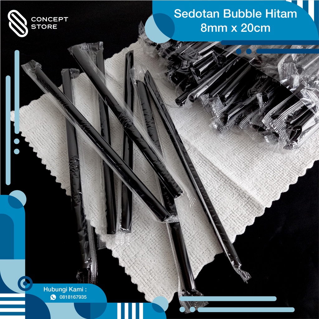 Jual Sedotan Hitam Lancip 8mm Kemasan Plastik / Straw 100pcs | Shopee ...