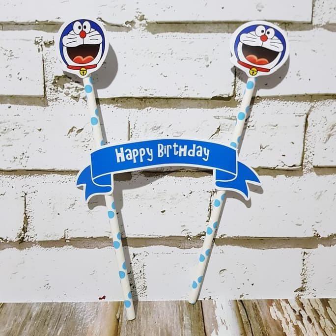 Jual Topper Cake Happy Birthday Doraemon/ Cake Topper Doraemon | Shopee ...