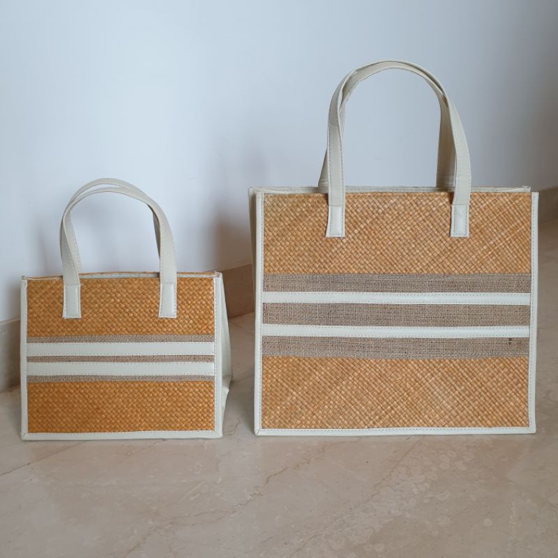 Jual Samara Hampers Bag - Tas Pandan Lis Goni Kulit, Tas Anyaman ...