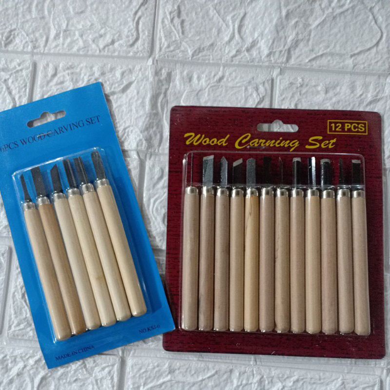 Jual Wood Carving Set 6 Pcs / 12 Pcs / Alat Ukir Kerajinan Tangan Isi 6 ...