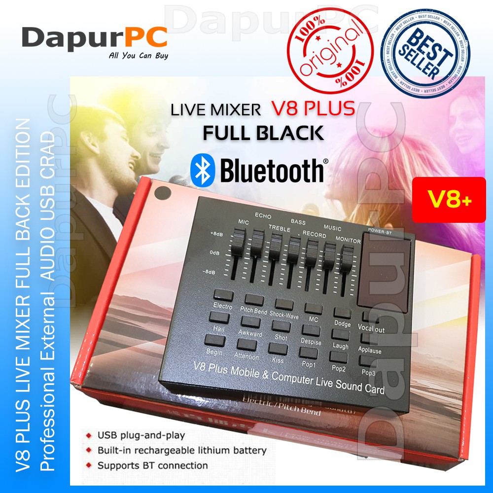 Jual V8 Plus Full Black Edition Bluetooth Audio USB External Soundcard ...