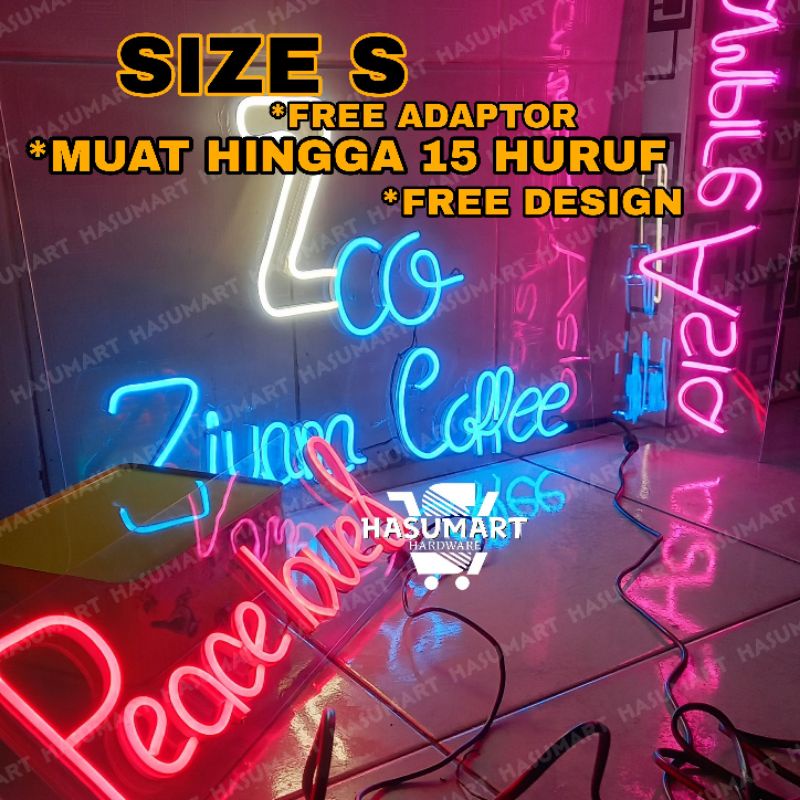 Jual Lampu Neon Sign Custom Size S (Muat 15Huruf) / Dekorasi Flex LED ...