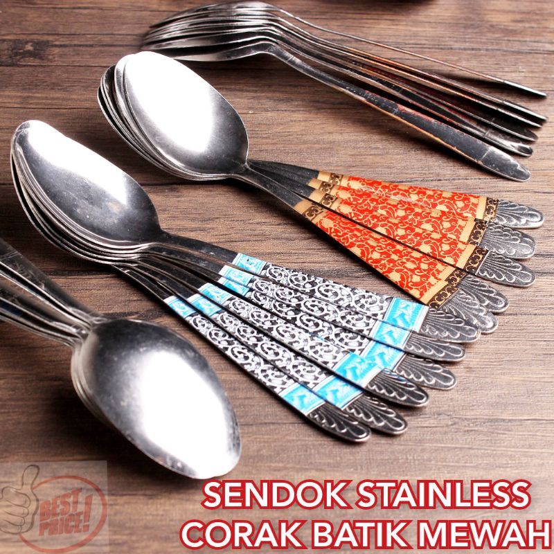 Jual SENDOK MAKAN STAINLESS MOTIF BATIK 18 CM (SATU PCS) | Shopee Indonesia