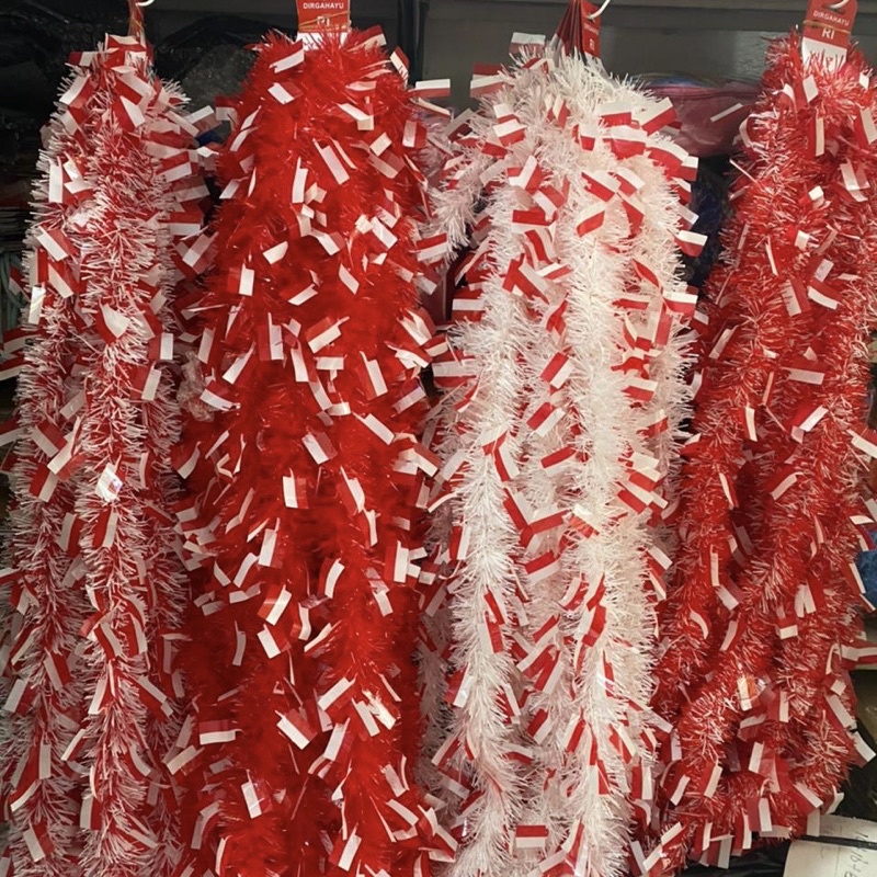Jual Slinger / Tinsel / Rumbai Merah Putih 7 cm - Bendera | Shopee ...