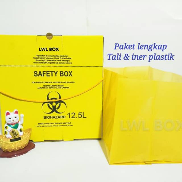 Jual SAFETY BOX 12.5 LITER (BOX) / ADA PLASTIK ANTI BOCOR / BIOHAZARD ...