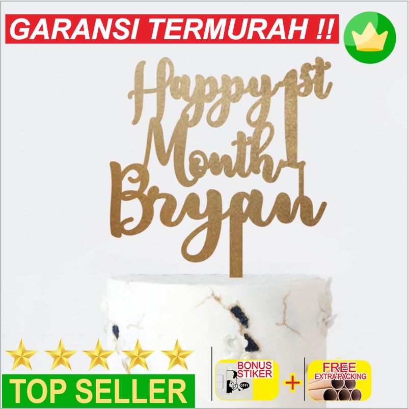 Jual Promo Custom Cake Topper One Month | Topper Kue Akrilik | Tulisan ...