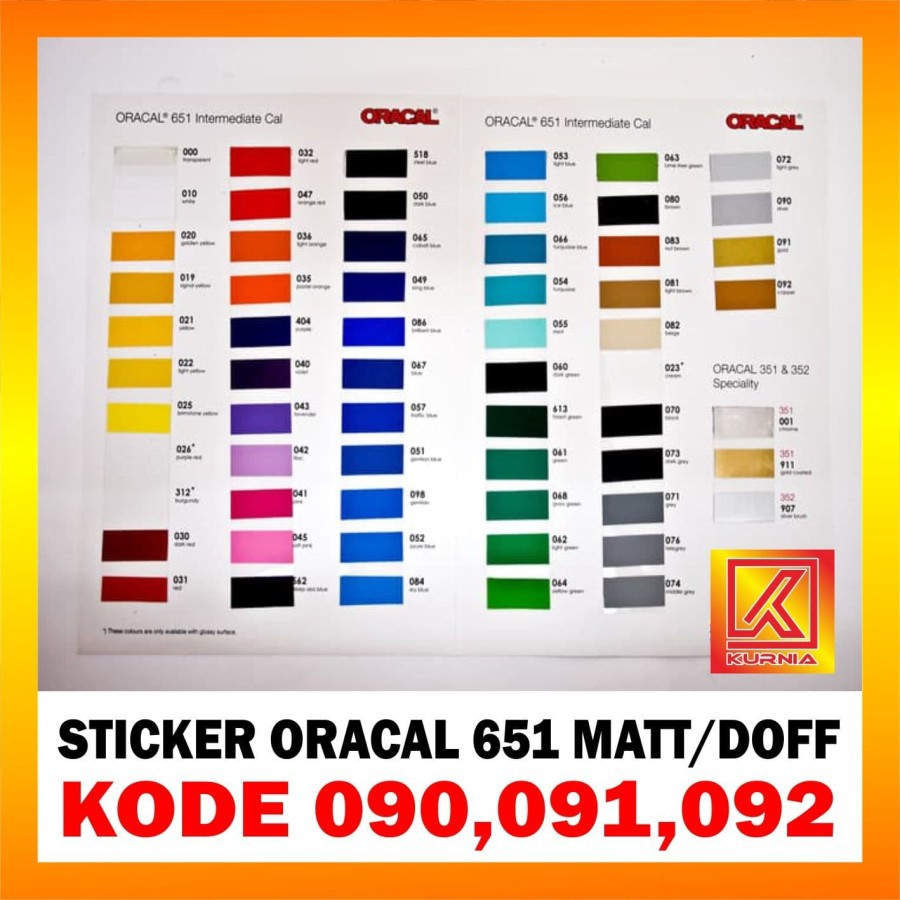 Jual STICKER ORACAL 651 MATT/DOFF (KODE 090,091,092) | Shopee Indonesia