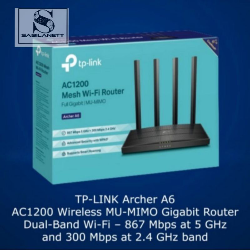 Jual TP-LINK ARCHER A6 AC1200 Wireless MU-MIMO Gigabyte Router | Shopee ...
