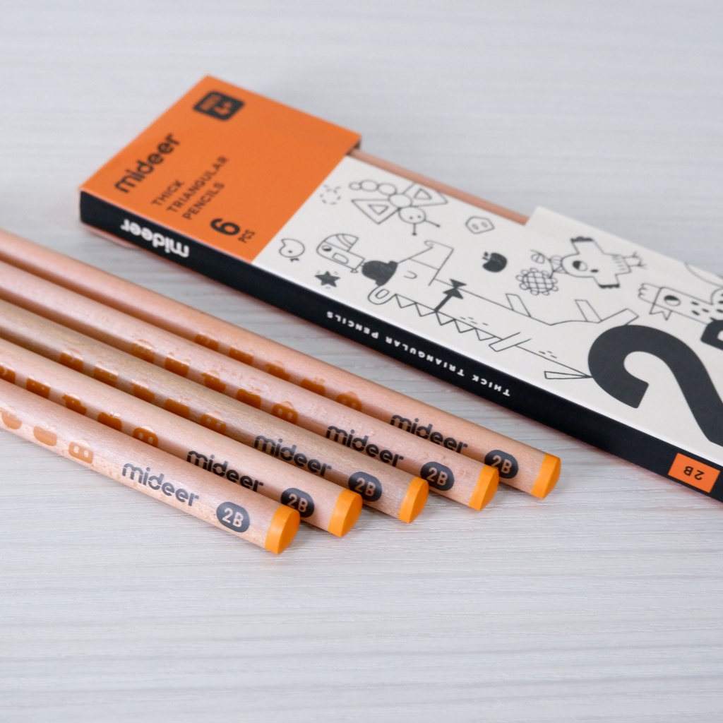Jual Mideer Thick Triangular Pencil Pensil 2B 4B 6B Pensil Segitiga ...