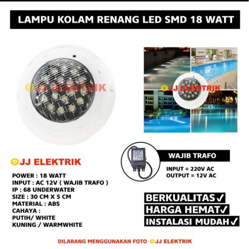 Jual Lampu LED Dalam Kolam 12W 18W IP68 Underwater - Untuk Rumah, Cafe ...
