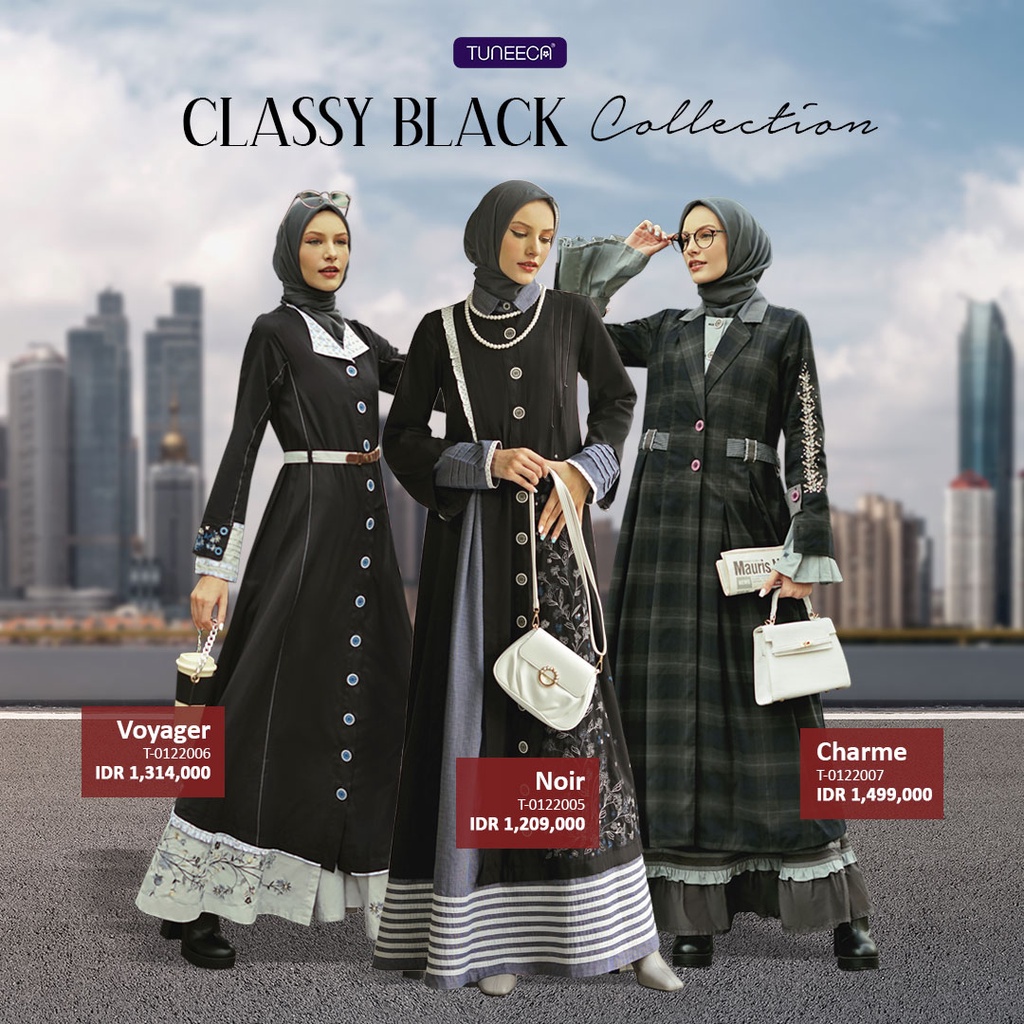 Jual TLF. GAMIS TUNEECA CLASSY BLACK T-0122 | Shopee Indonesia