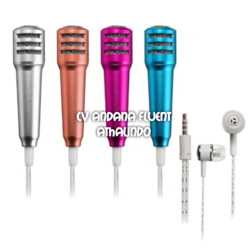 Jual mic mini microphone mini + headset mic smule 2 in 1 mic karaoke ...
