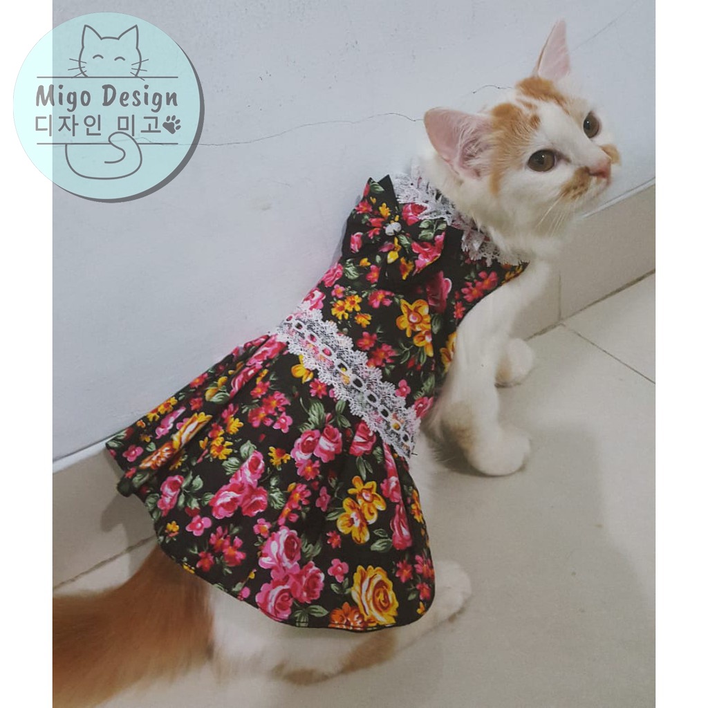 Jual ⭐ Migo Design 30 ⭐ Baju Dress Kucing/ Anjing Flower Hitam Renda ...