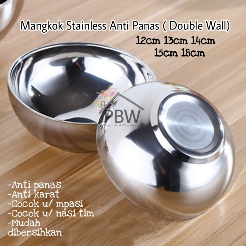 Jual Mangkok Stainless Anti Panas 15cm 18cm / Mangkok Double Layer ...