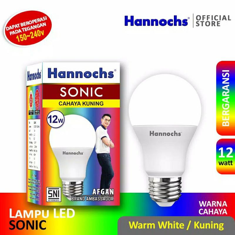 Jual Hannochs sonic 12w Cahaya KUNING lampu led bulb Warm White 12 watt ...