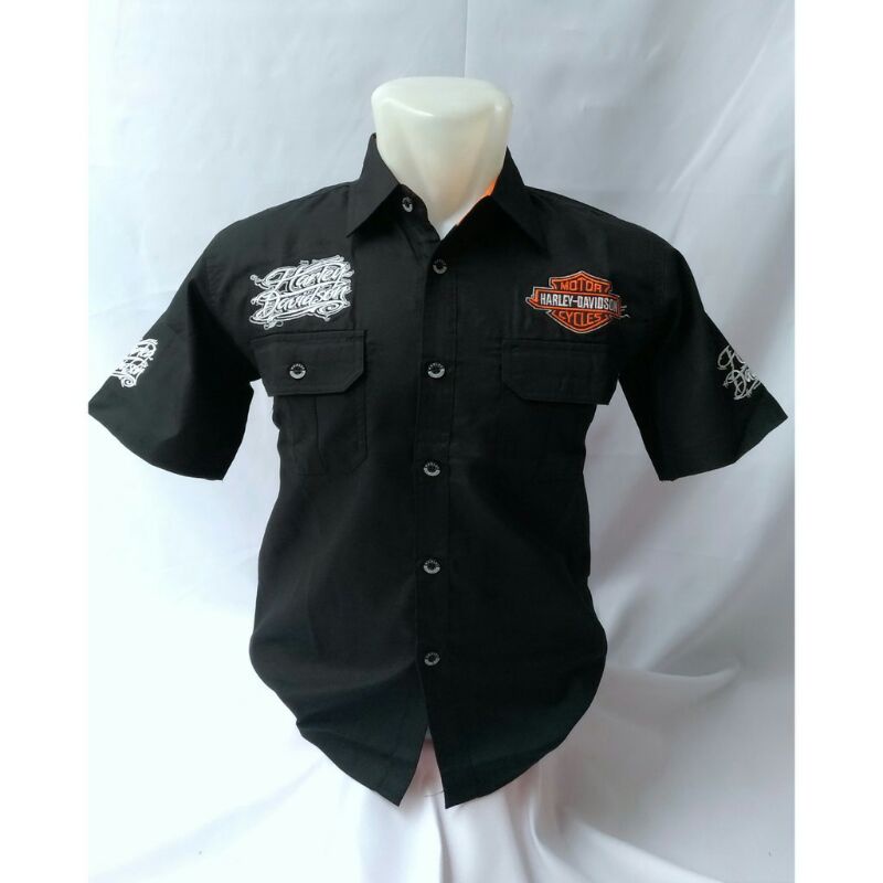 Jual Kemeja Harley Davidson Black Grafiti - Bar and Shield - Skull ...