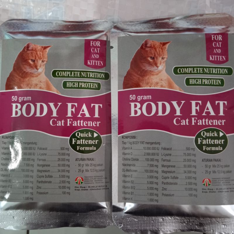 Jual Penggemuk Kucing BODY FAT 50gr Cat Fattener / Vitamin Penggemuk ...