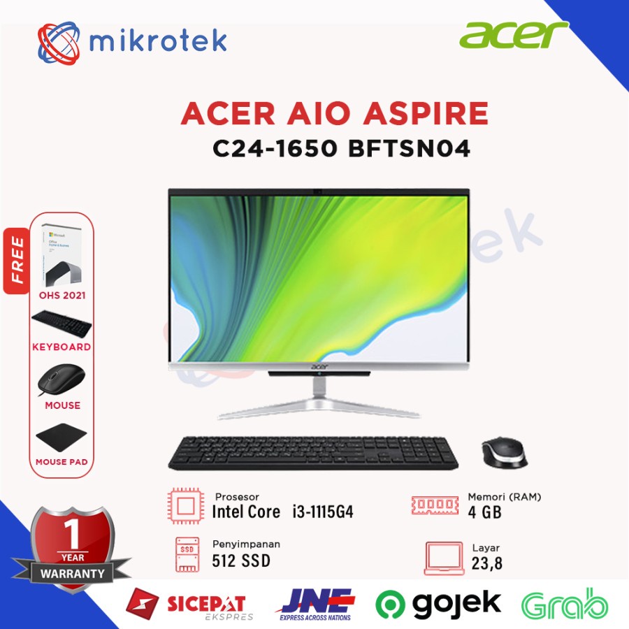Jual ACER AIO ASPIRE C24-1650 BFTSN04 i3-1115G4 4GB 512 SSD 23.8^ W11 ...