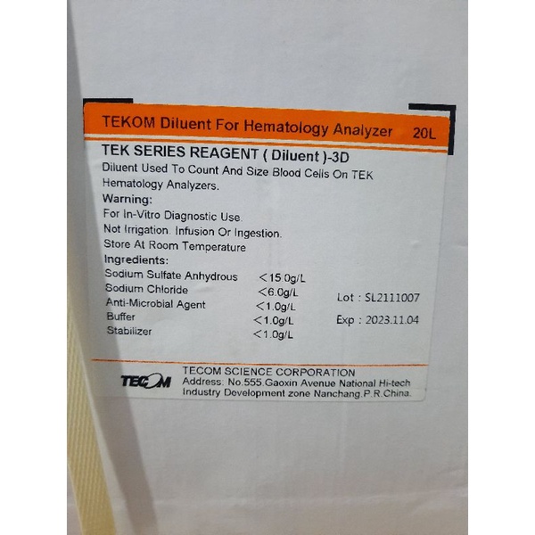 Jual DILUENT TEKOM 3DIF ( TEK SERIES REAGENT ( DILUENT ) -3D ...