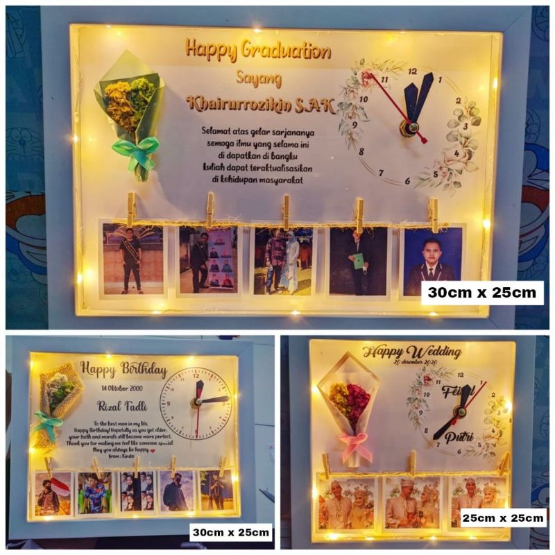 Jual 30x25cm Jam dinding lampu tumblr Tumbler LED scrap box bingkai ...