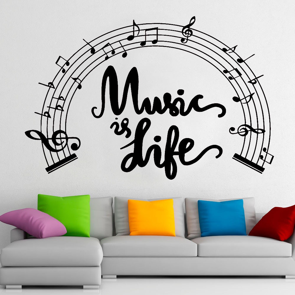 Jual Wall Cutting Sticker Music Lembaran Musik Dinding Musik Kata ...