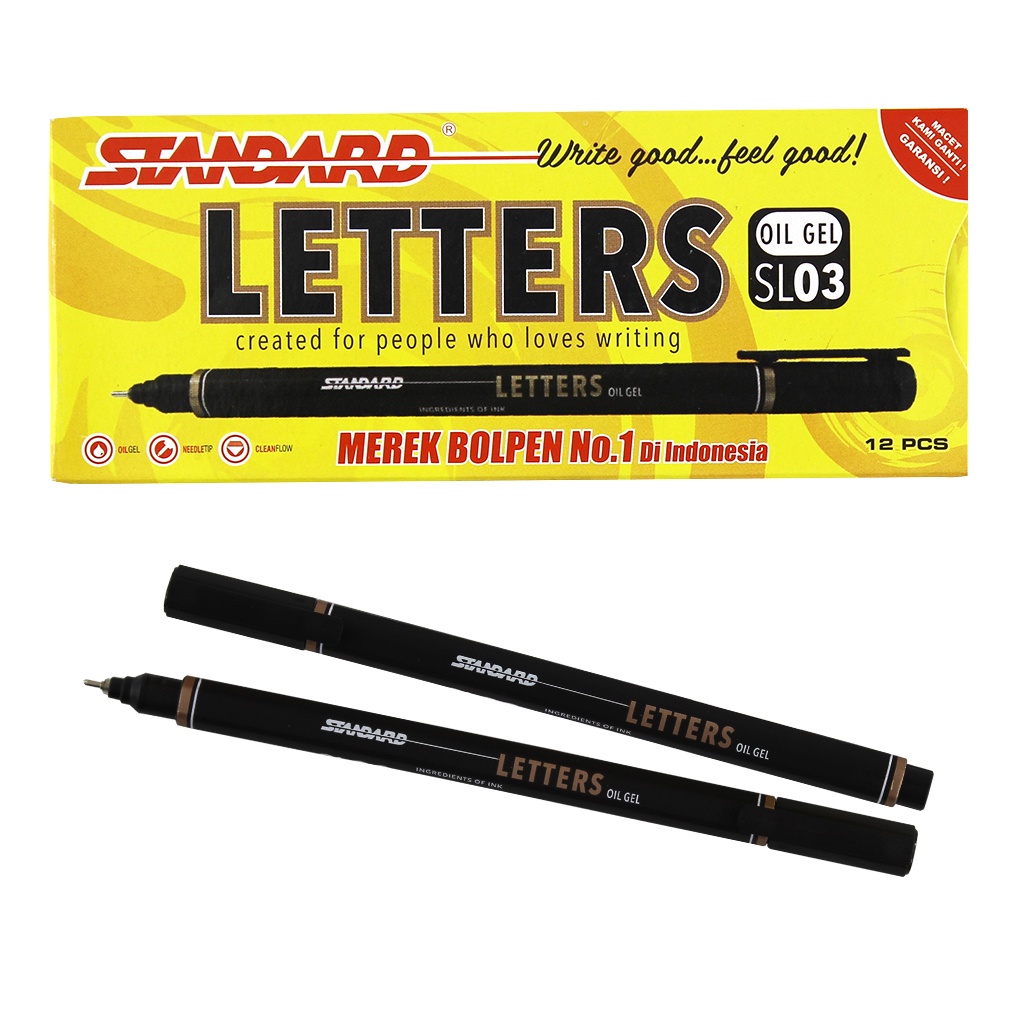 Jual Pulpen Standard - Letters SL03 Black 0.3mm Isi 12pcs (Standardpen) | Shopee Indonesia