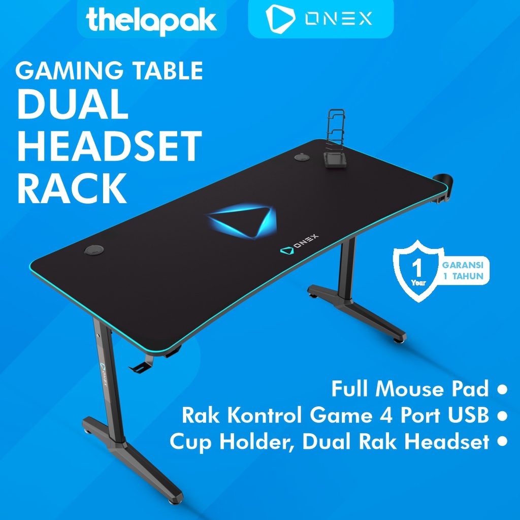 Jual Meja Gaming ONEX GD1600H 60 Gaming Desk with Cup & Headset Holder ...