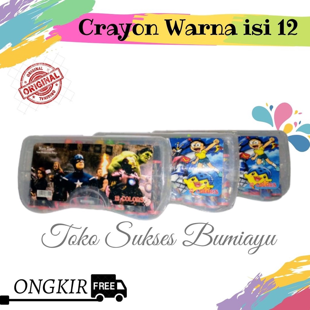 Jual PROMO MURAH CRAYON 12 WARNA / KRAYON ISI 12 WARNA / CRAYON OIL ...