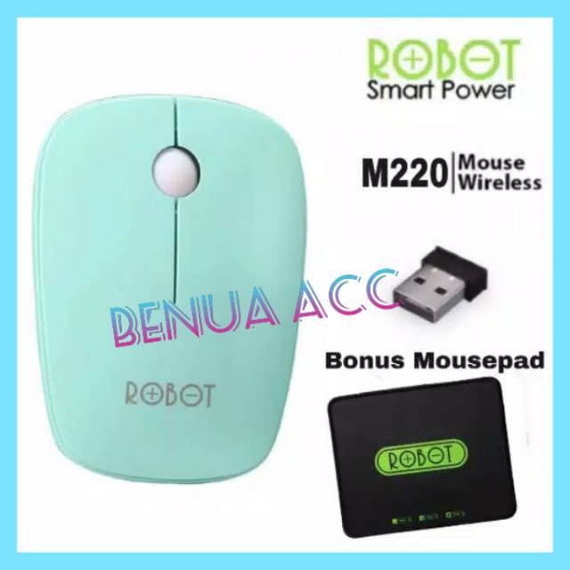 Jual Mouse Wireless ROBOT M220 2.4G Optical Mouse Cherry Scroll Wheel ...