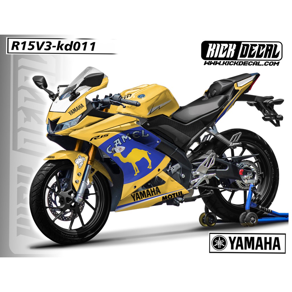 Jual STICKER DECAL YAMAHA R15 V3 CAMEL KUNING BIRU - KD015 | Shopee ...