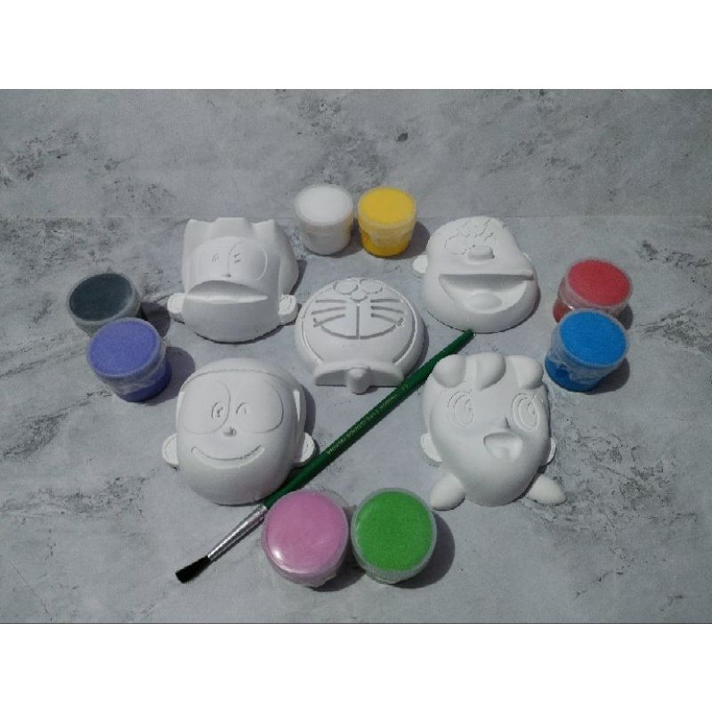 Jual Patung Lukis Gypsum Cat Air (Paket Doraemon) | Shopee Indonesia