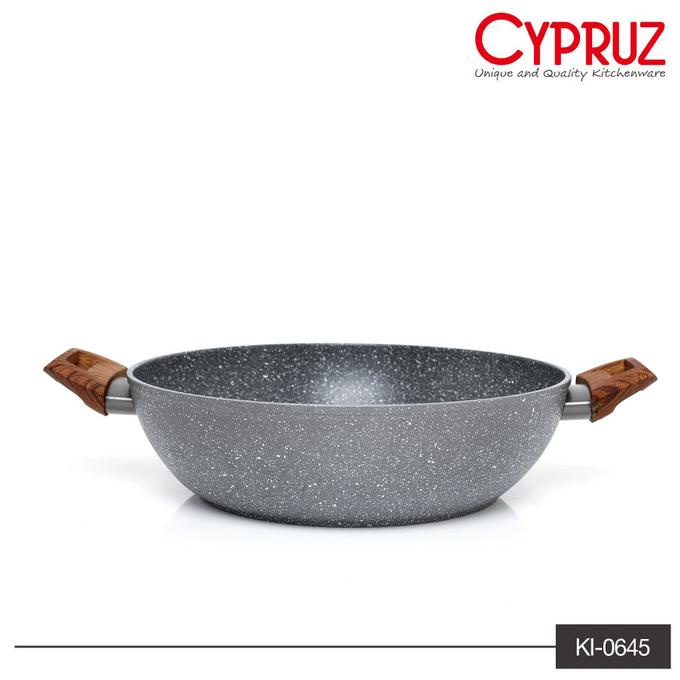 Jual Cypruz Kuali Induksi Keramik Marble 30 Cm | 2 Handle Wok Induction ...