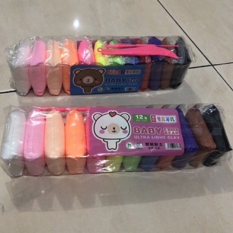 Jual polymer clay import 1 pack isi 12 warna warni polymer clay super ...