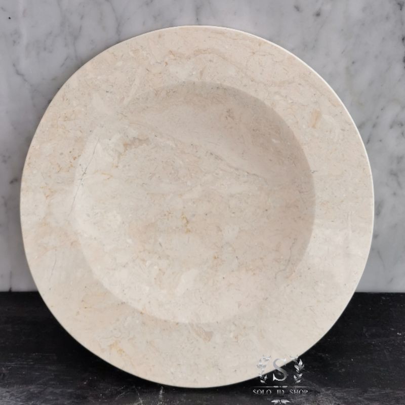 Jual Piring Batu Marmer Cream Marble Plate Multipurpose Diameter 26cm ...