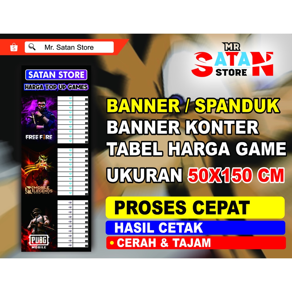 Jual BANNER KONTER TABEL HARGA UKURAN 50X150 | Shopee Indonesia