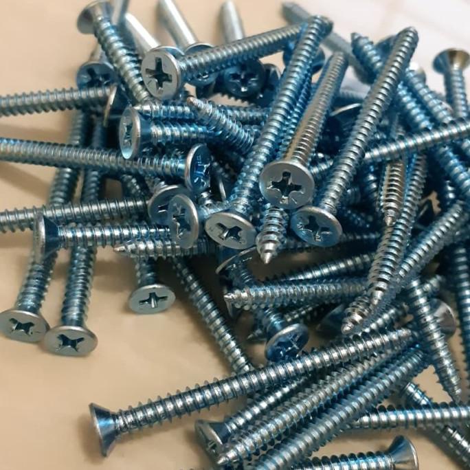 Jual Skrup Kepala Rata 8X2" = 5Cm Sekrup Tapping Fh 8 X 2" Per 100Pcs | Shopee Indonesia