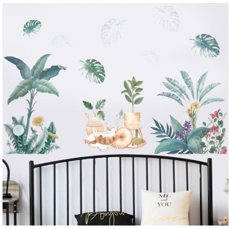 Jual STICKER WALLSTICKER STIKER KAMAR ANAK JBTR 9389 DAUN HIJAU KUCING ...