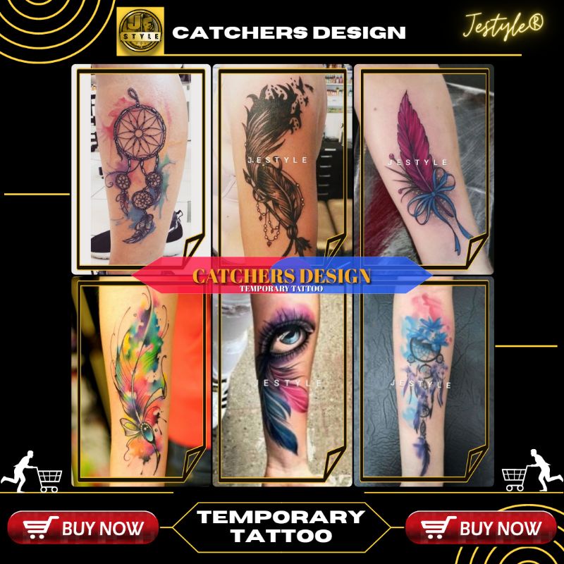 Jual TATO TEMPORER MOTIF PENANGKAP BERBULU TEMPORARY TATTOO CATCHERS ...