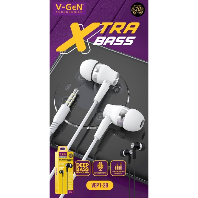 Jual Earphone V-GeN VEP1-28 Wired Headset Handsfree Extra Bass VGEN ...