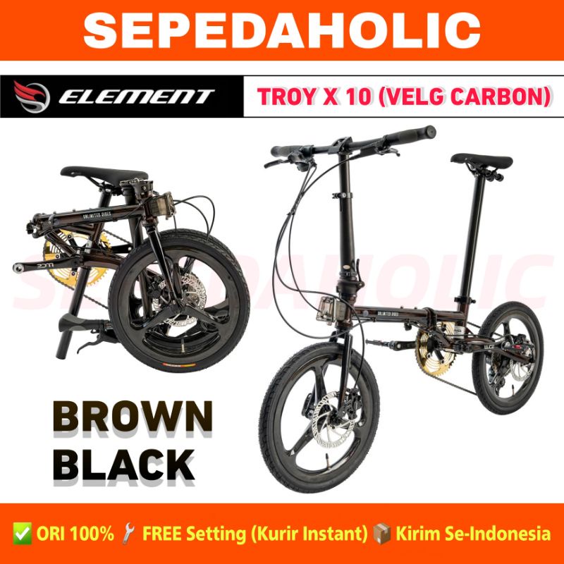 Jual Sepeda Lipat ELEMENT TROY X 10 Speed Velg Carbon 16 Inch FREE ...