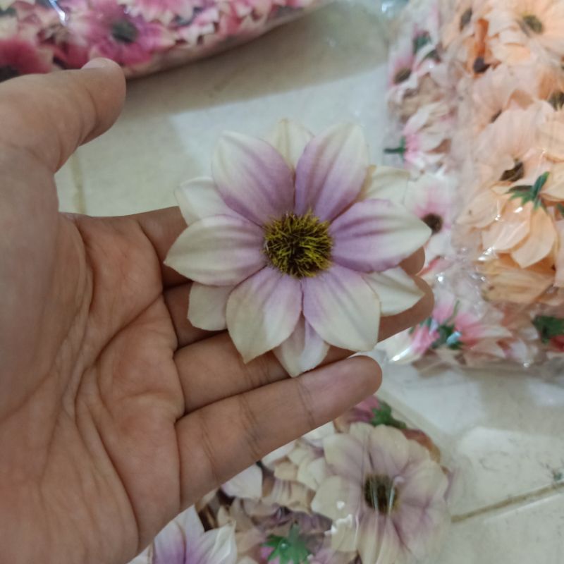 Jual KS62 Zinia kelopak kepala bunga satuan artificial flower dekorasi ...