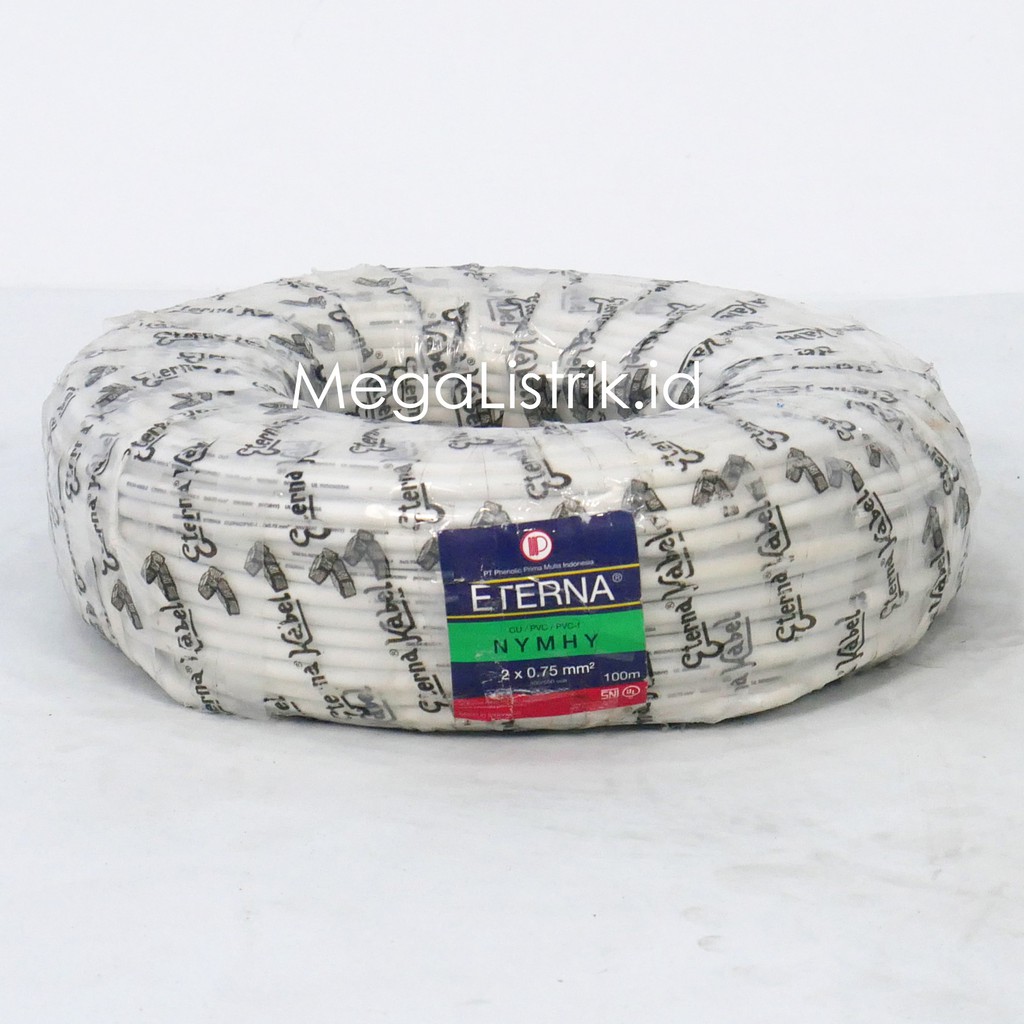 Jual ETERNA NYMHY 2X0.75 MM ( 100 METER ) / KABEL LISTRIK PUTIH SERABUT TEMBAGA NYM HY 2 X 0.75 ...