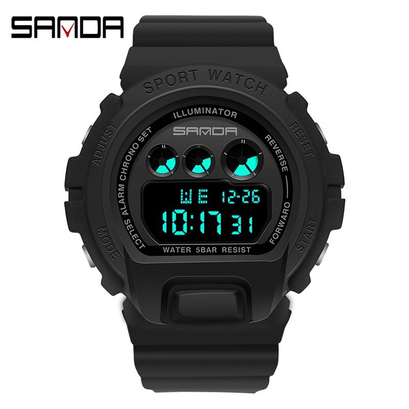 Jual SANDA 2018 Jam Tangan Wanita Pria Digital Sport EL Backlight Tali Rubber Anti air | Shopee ...