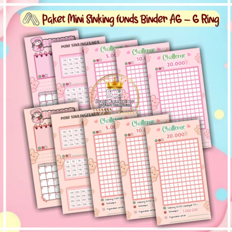 Jual Paket Mini Sinking Funds | Kertas Binder A6- 6 Ring | Shopee Indonesia