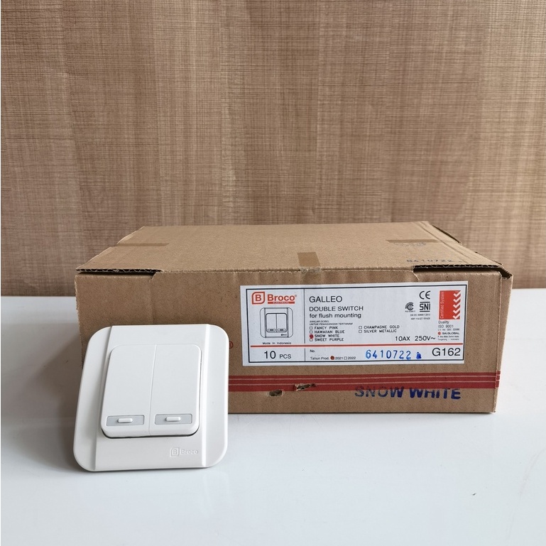 Jual Broco Galleo Double Switch Saklar 2 Gang Snow White (G162 ...