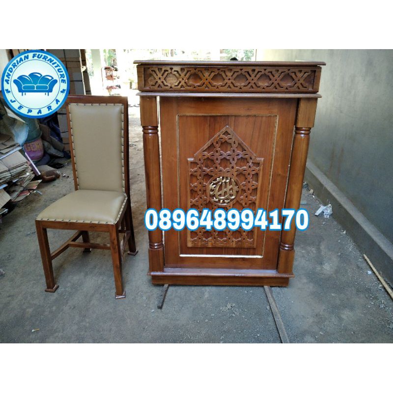 Jual Mimbar masjid minimalis kayu jati plus kursi mimbar | Shopee Indonesia