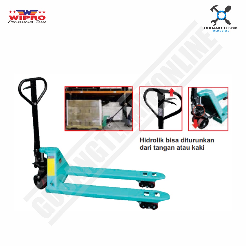 Jual Hand Pallet Handlift Roda PU 2500 KG SHORT WIPRO / Troli Troly ...