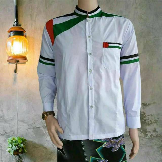 Jual KOKO PALESTINA PALESTIN PALESTINE putih lengan panjang katun ...