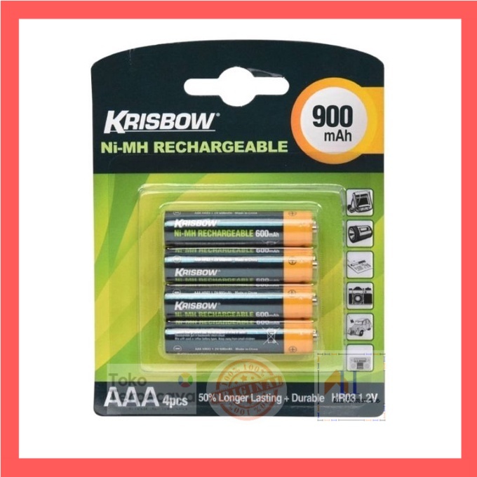 Jual Krisbow Set Baterai Rechargeable Size Aaa 900 Mah 4 Pcs | Shopee ...